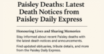 Paisley Deaths: Recent Death Notices from Paisley Daily Express